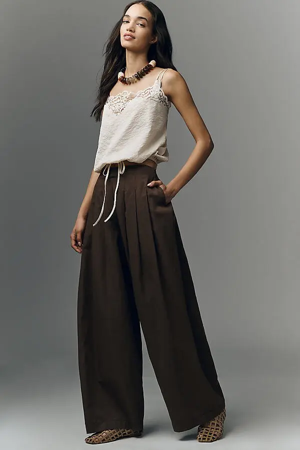 Maeve Pleated Trousers - Brown