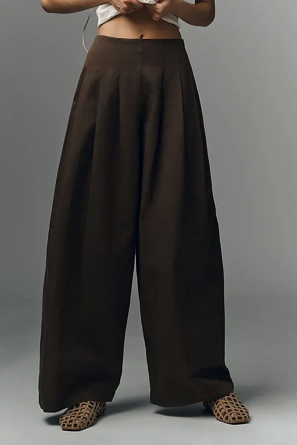 Maeve Pleated Trousers - Brown