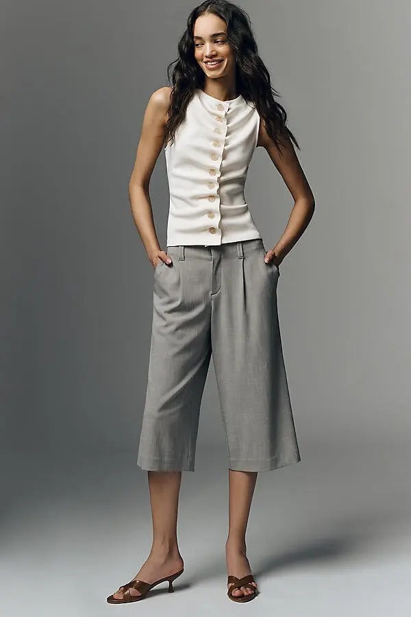 Maeve Pleated Cropped Trousers