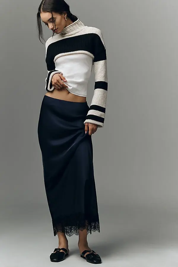PILCRO Long-sleeve Stripe Sweater Tank Twofer Top