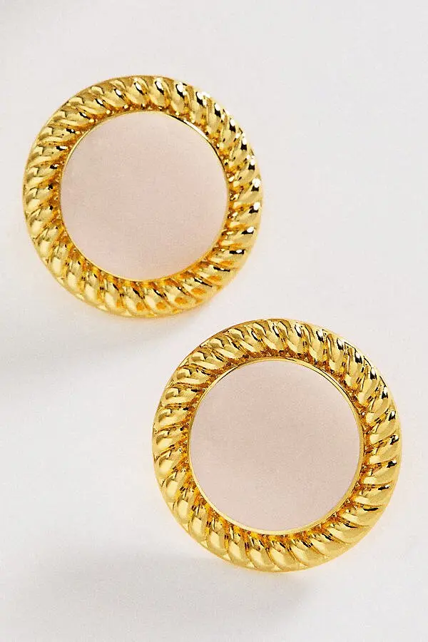 LOGAN TAY Rope Stud Earrings - Gold