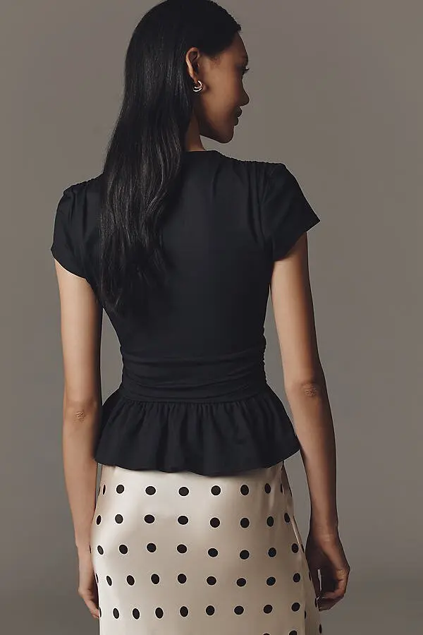 Susana Monaco Plunged Wire Peplum Top - Black