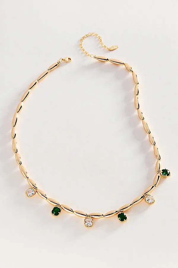 Anthropologie Crystal Halo Necklace - Green