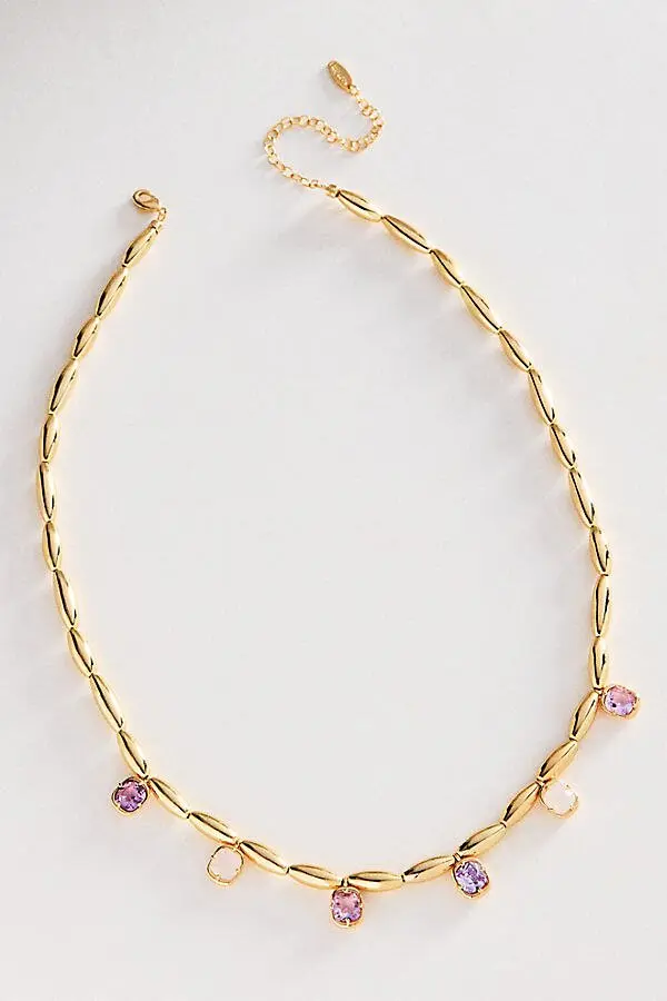 Anthropologie Crystal Halo Necklace - Lilac Tonal