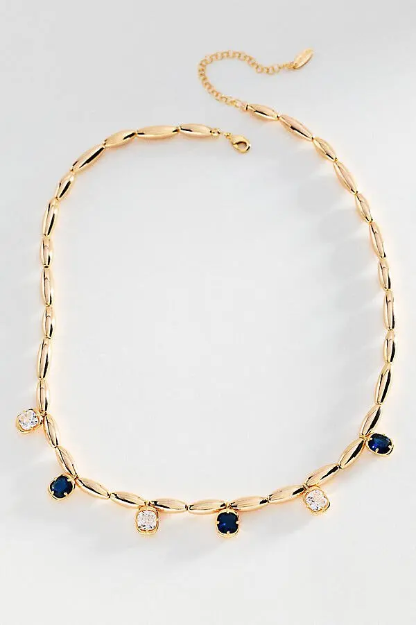 Anthropologie Crystal Halo Necklace - Sapphire