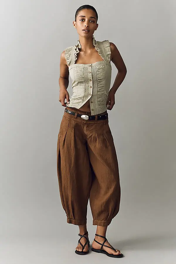 PILCRO Sleeveless Structured Blouse - Elm