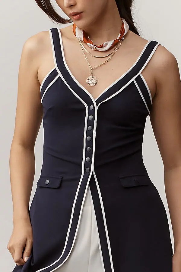 Maeve Button-front V-neck Top