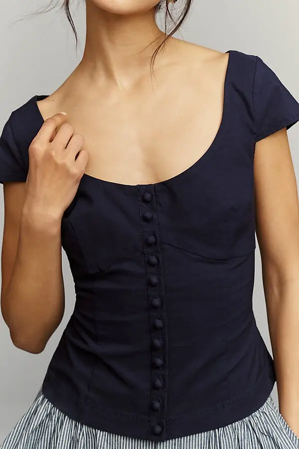 Anthropologie Scoop-neck Short-sleeve Top