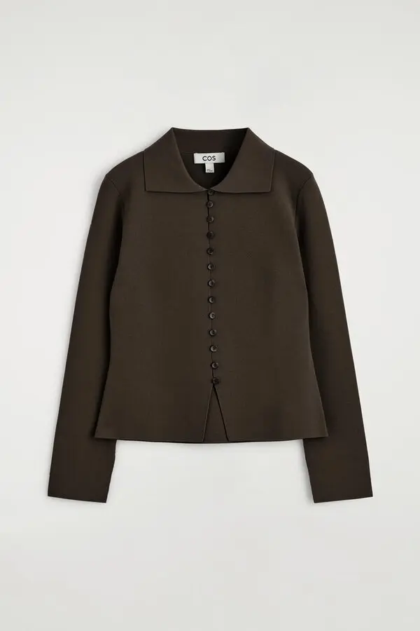 Cos Waisted Milano-knit Cardigan - Brown
