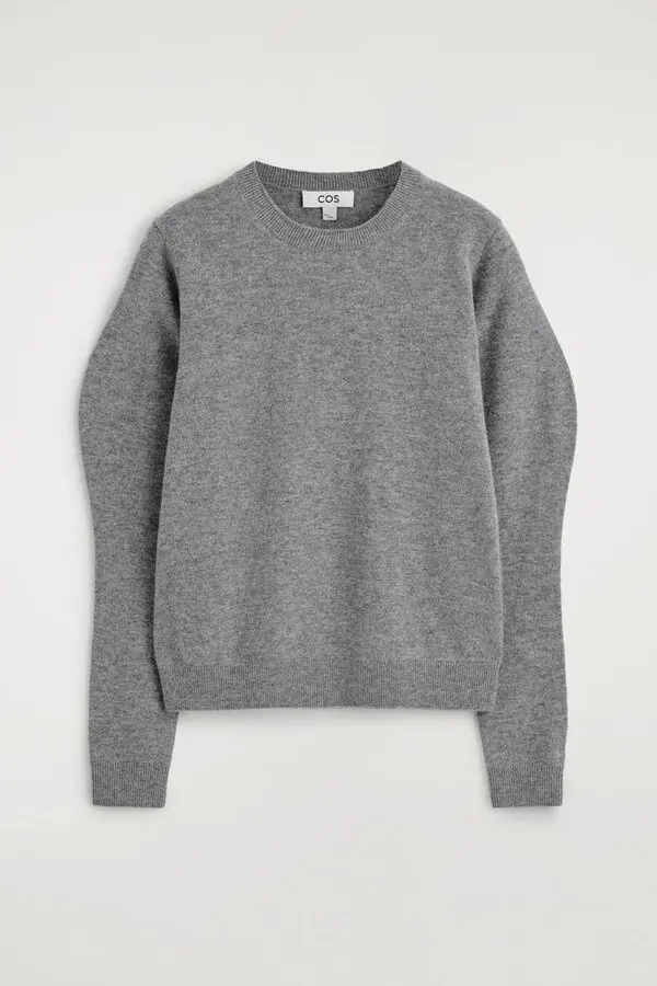Cos Balloon-sleeve Merino Wool Sweater - Gray