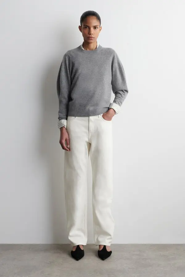 Cos Merino Wool Balloon-sleeve Sweater - Gray