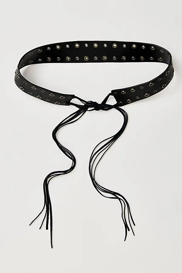 Free People Riot Grommet Leather Belt - Black