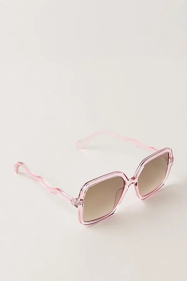Free People Lucia Square Sunglasses - Crystal Grapefruit