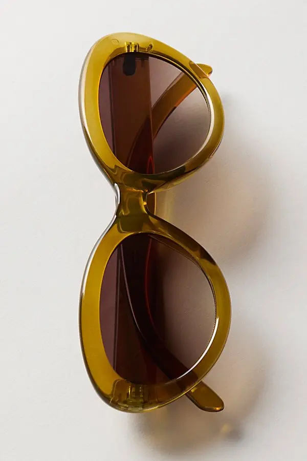 Free People Birdie Cat Eye Sunglasses - Honey Olive