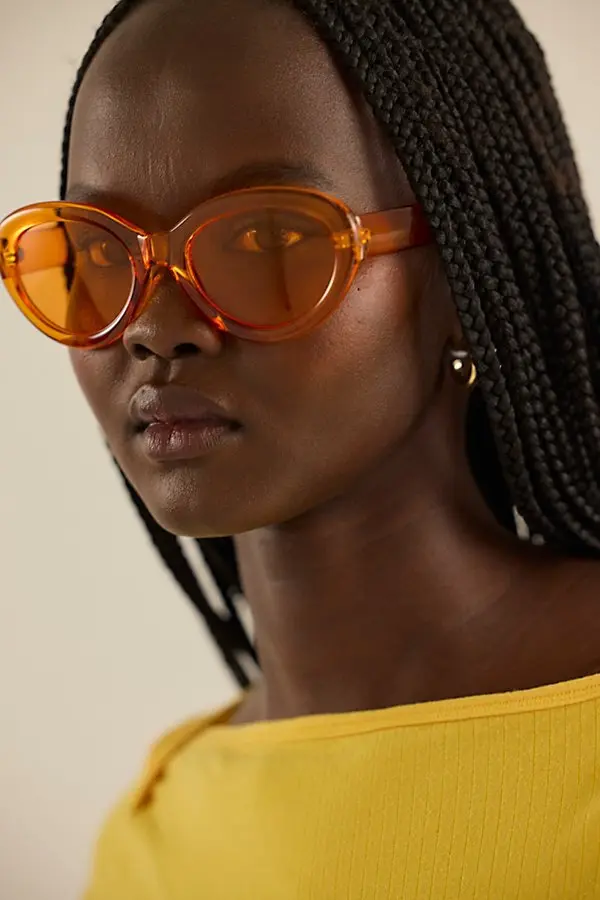 Free People Birdie Cat Eye Sunglasses - Tangerine Crush