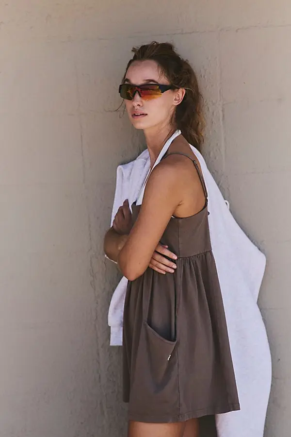 Free People Hot Shot Strappy Romper - Pewter