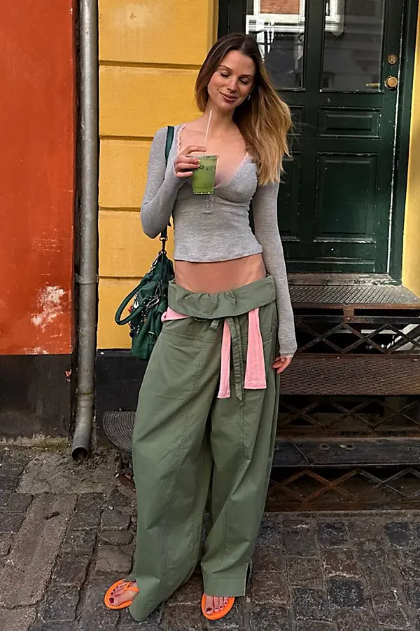 Free People Fisherman Drawcord Pull-on Pants - Mistletoe