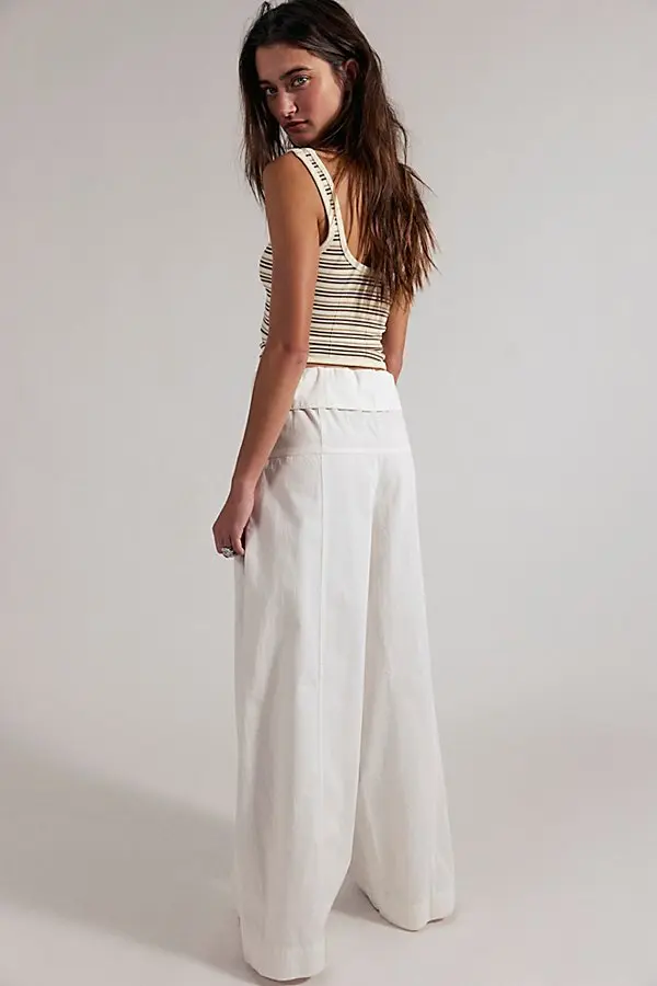 Free People Wide Leg Fisherman Pants - Snow White