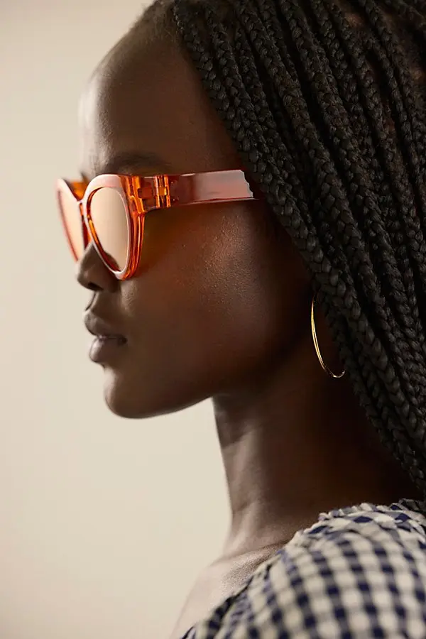 Free People Cat Eye Sunglasses - Crystal Tangerine Crush