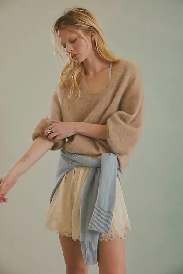 Free People Intimately Satin Jacquard Tap Shorts With Lace Trim