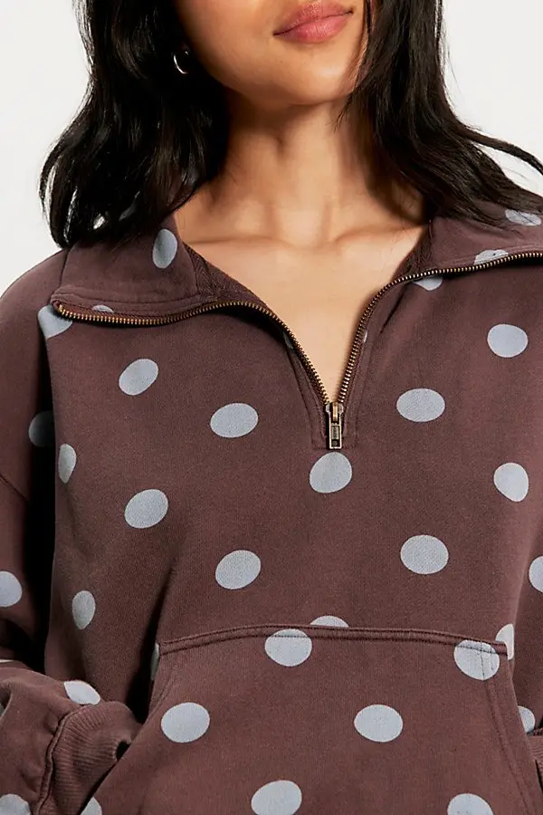 Free People Half-zip Pullover - Brown Combo