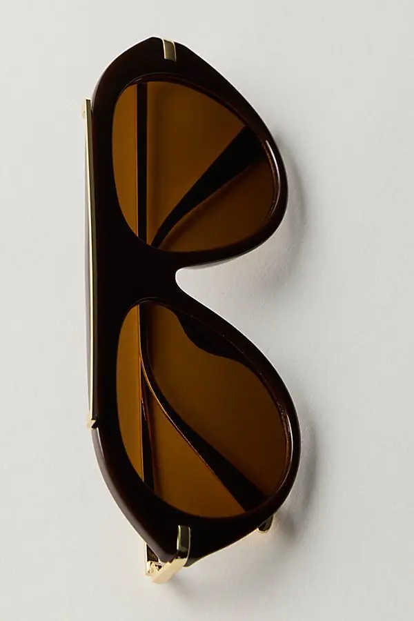 Free People Enzo Aviator Sunglasses - Chocolate