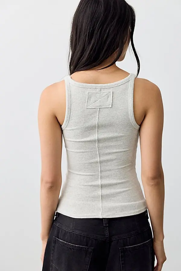 Free People We The Free Ribbed Scoop Neck Tank - Heather Grey