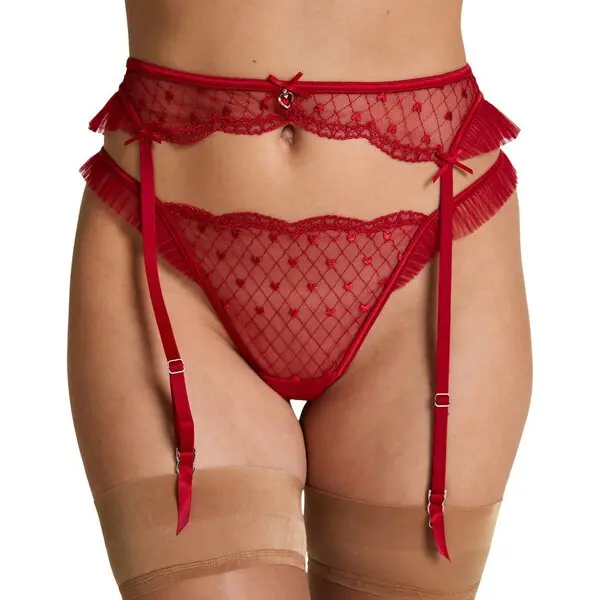 Hunkemoller Cordelie Suspender Belt - Chili Pepper