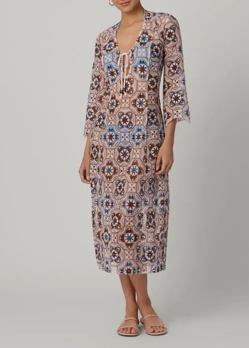 Shoshanna Cannes Medallion Crochet Maxi Cover-up - Mocha Multi