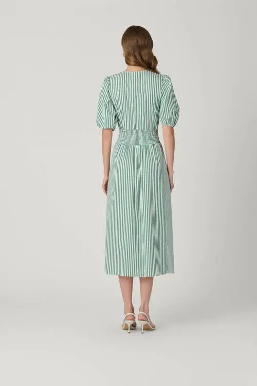 Shoshanna Margaret Pinstripe Midi Dress