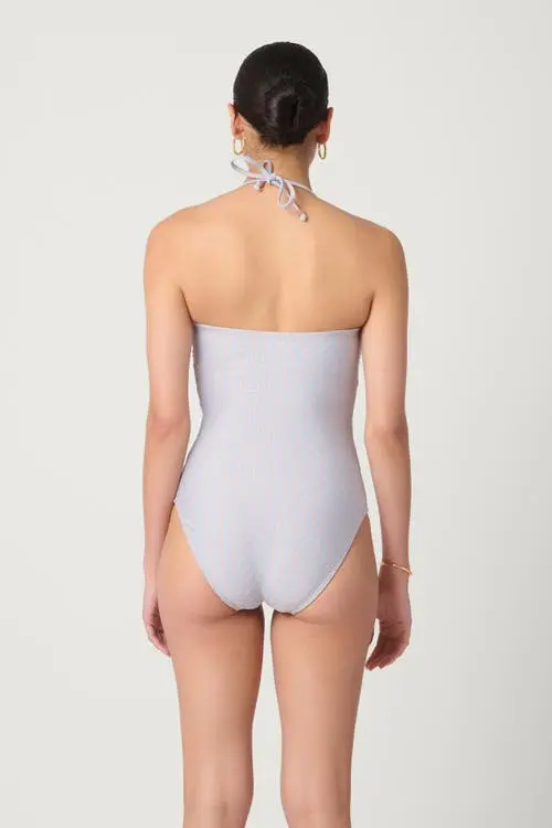 Shoshanna Lurex Herringbone Tie Waist One-piece