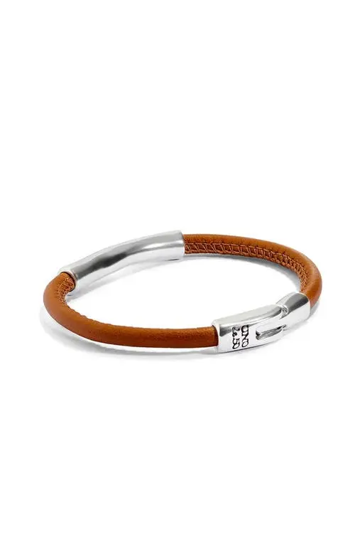 UNODE50 Sterling Plated Leather Bracelet