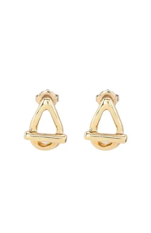 UNODE50 Drop Oval Link Shaped Earrings - Gold