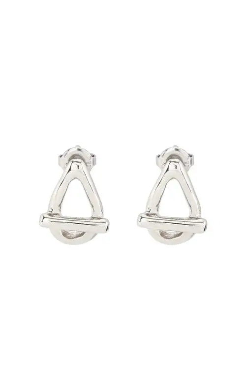 UNODE50 Drop Oval Link Shaped Earrings - Silver