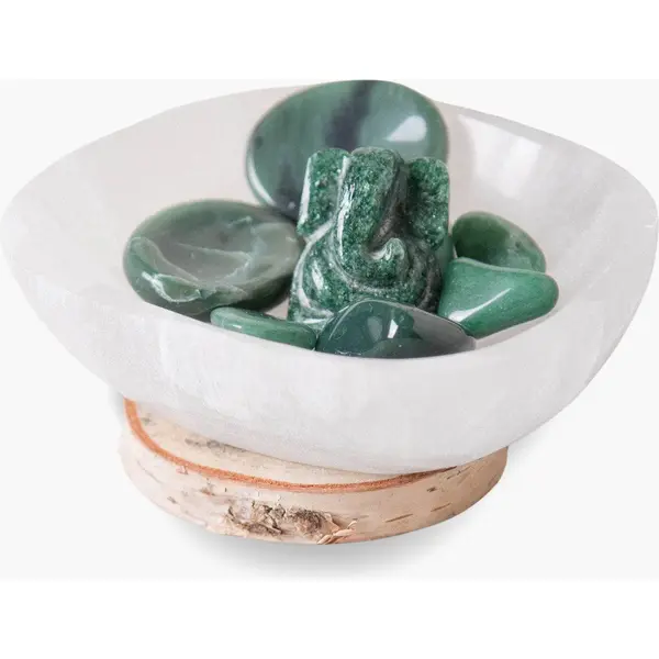 TINY RITUALS Handcrafted Selenite Crystal Recharging Bowl - Translucent White