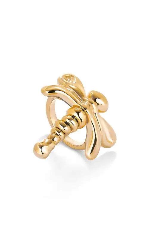 UNODE50 Dragonfly Motif Ring - Gold