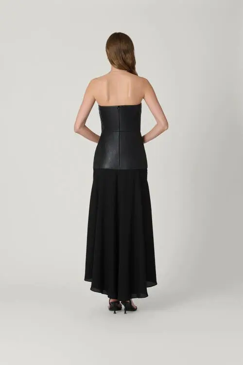 Shoshanna Faux Leather Evening Dress