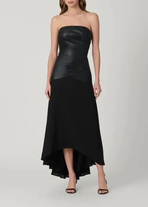 Shoshanna Faux Leather Evening Dress