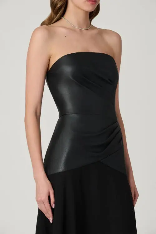 Shoshanna Faux Leather Evening Dress