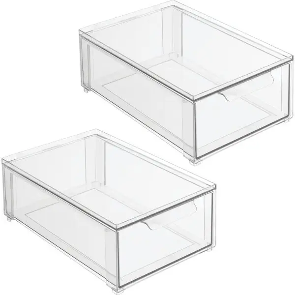 IDESIGN Stackable Storage Drawerpull-out Sliding Storage Drawer For Kitchen Or Pantryset Of 2 - Clear