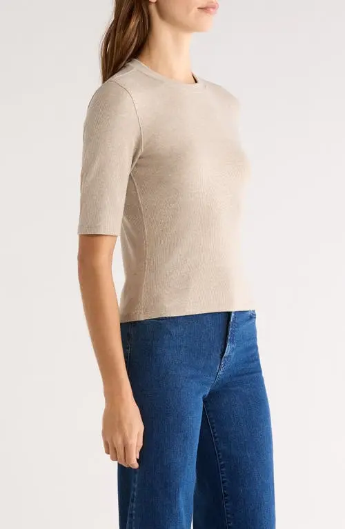 FRAME The Heather Stretch Modal Rib Top - Tabby Heather