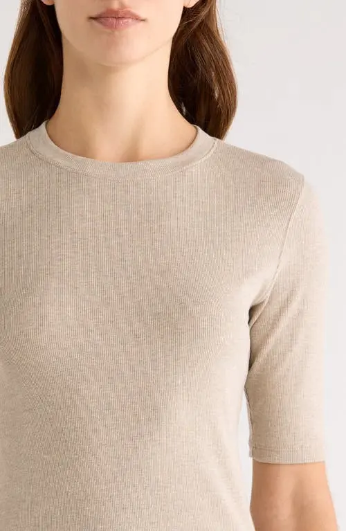 FRAME The Heather Stretch Modal Rib Top - Tabby Heather