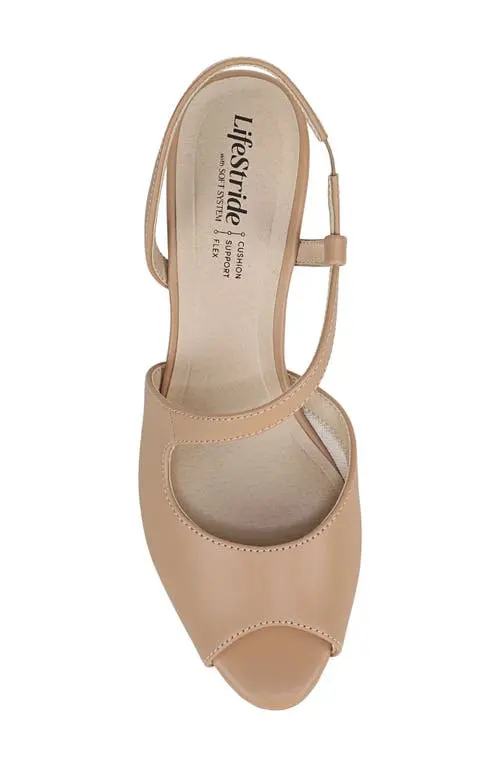 LIFESTRIDE Theo Slingback Peep Toe Sandal - Camel Tan