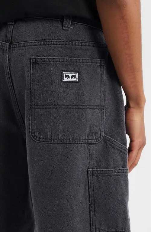 Obey Bigwig Denim Carpenter Shorts - Black Ash