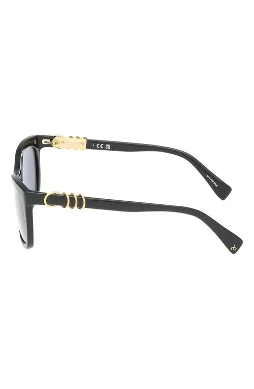 Rag & Bone 53mm Square Sunglasses - Shiny Black/gold/navy Lenses