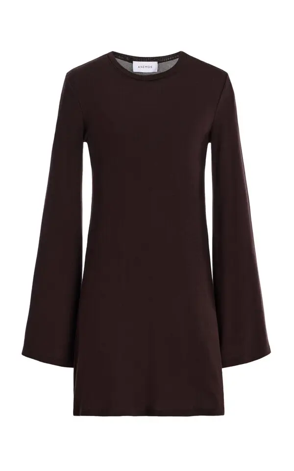 ANEMOS Bell Sleeve Knit Mini Dress - Brown