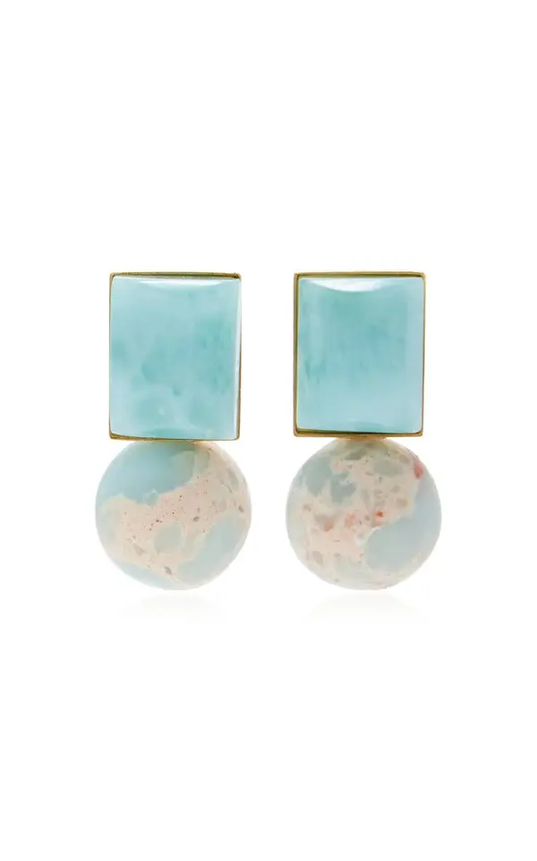 JENNIFER BEHR Nyla Jasper And Larimar Stone Earrings - Blue