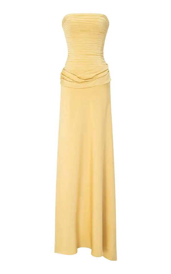 MARMAR HALIM Strapless Draped Gown - Yellow