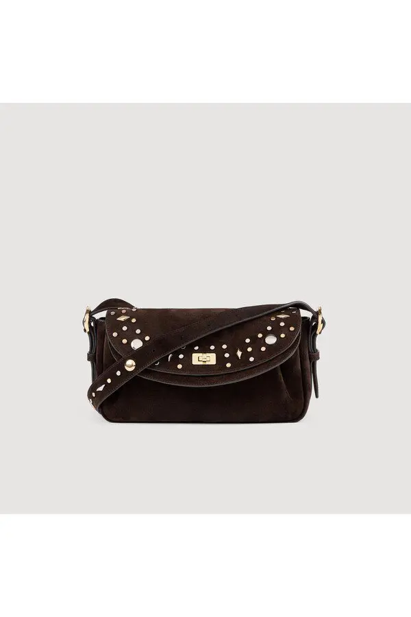 Sandro Le Mambo Janys Studded Suede Bag - Black