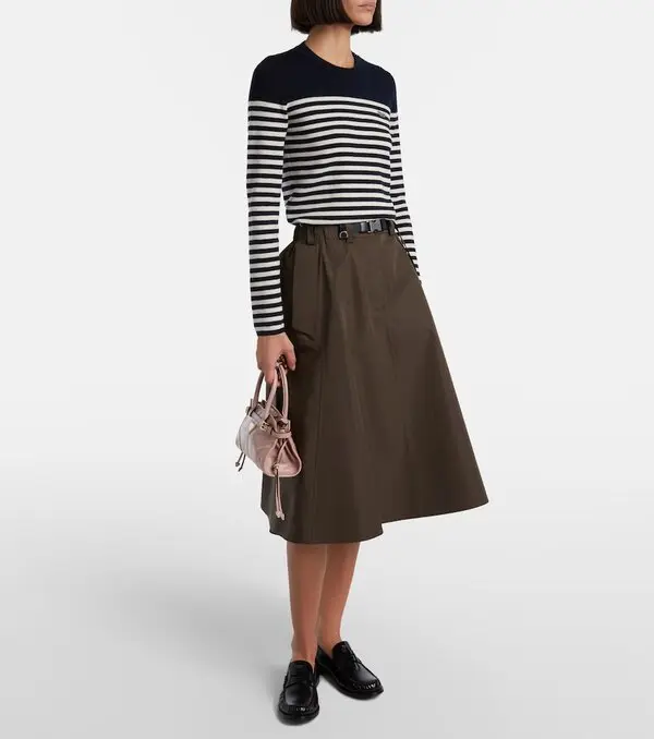Prada Striped Virgin Wool Sweater - Blue